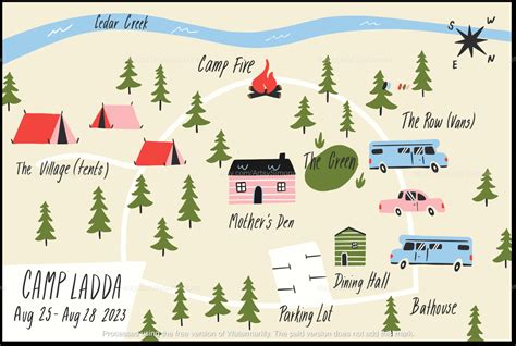 Custom Hand Illustrated Map Of Camp In 2025 Hand Illustration