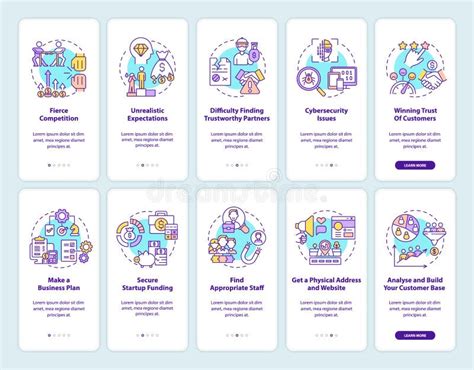 Startup Launch Onboarding Mobile App Page Screen Set Stock Vector