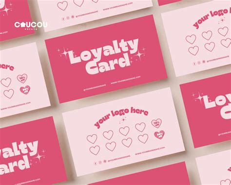 Retro Pink Loyalty Card Printable Template Canva Customer Etsy In 2023 Loyalty Card Template