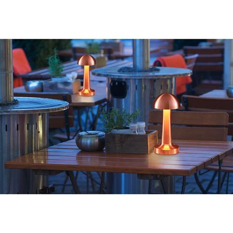 Kabellose Led Tischlampe Mushroom Hochwertiges Kupfernes Metall Touch Bedienung 3 Dimmbare