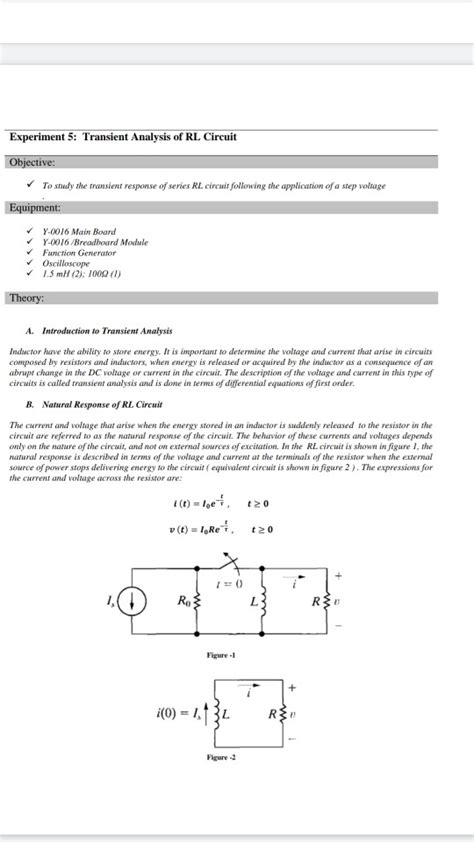 Experiment Transient Analysis Of RL Circuit Chegg Com