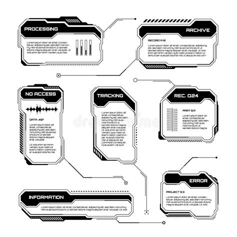 Black Futuristic Hud Ui Elements Sci Fi User Interface Text Boxes