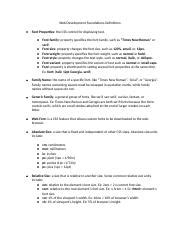 Web Development Foundations Definitions Docx Web Development Foundations Definitions Font