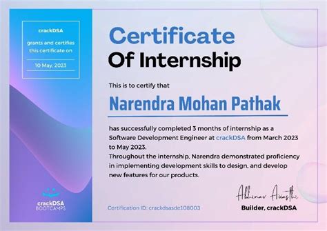 Internship Thankyou Softwaredeveloper Webdevelopment Narendra Mohan Pathak