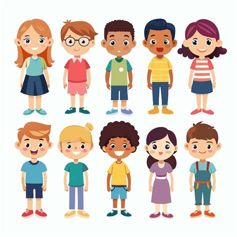 Diverse Kids Vector Cute Cartoon Kinder Figuren Sammlung | Premium KI ...