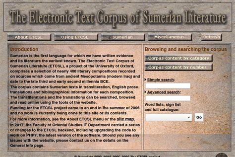 The Electronic Text Corpus Of Sumerian Literature Omnika
