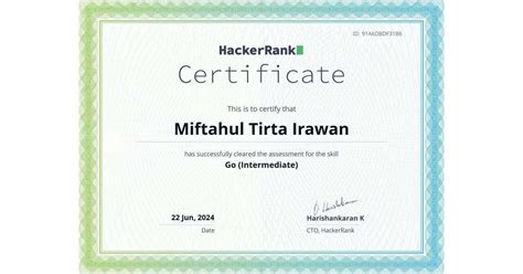 Miftahul Tirta Irawan On Linkedin Hackerrank Skill Certificate