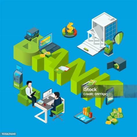은행 아이콘 Infographic 개념 그림에서 벡터 아이소메트릭 돈 흐름 3차원 형태에 대한 스톡 벡터 아트 및 기타 이미지 3차원 형태 구매 금융 Istock