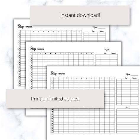 Step Tracker Printable Pdf Steps Counter Printable Pdf Count My Steps Editable Pdf Simple