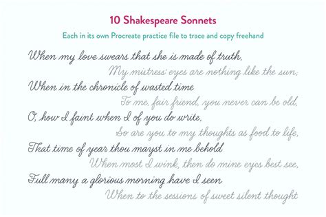 Shakespeare Sonnets Cursive Handwriting Procreate Kit Molly Suber Thorpe
