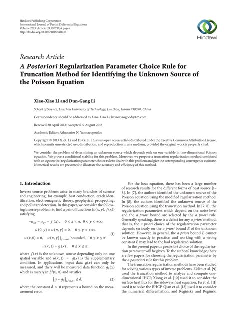 Pdf A Posteriori Regularization Parameter Choice Rule For Truncation