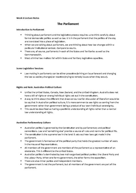 Week 6 Lecture Notes Week 6 Week 6 Lecture Notes The Parliament Introduction To Parliament