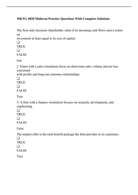 Mktg 4020 Midterm Practice Questions With Complete Solutions Mktg 4020 Stuvia Us