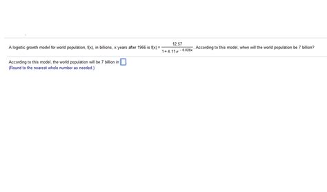 Solved A Logistic Growth Model For World Population F X