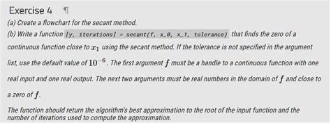 exercise 4 a create a flowchart for the secant method b write a