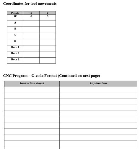 Solved Prepare 1 Coordinates For Tool Movements And 2 Cnc