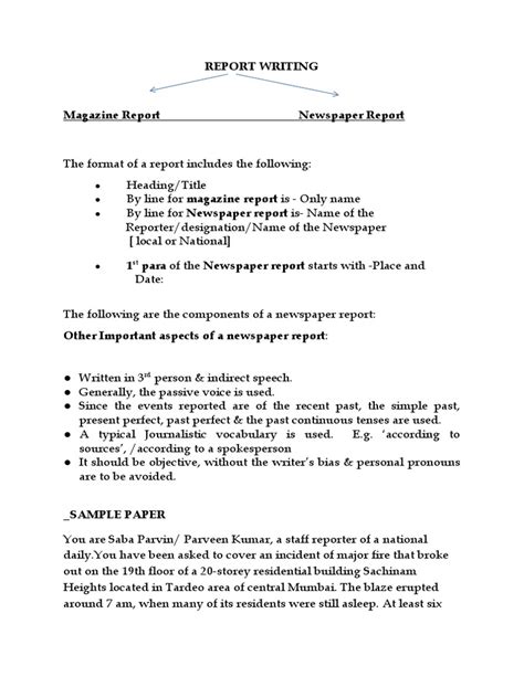 Report Writing Class Xii Pdf Newspapers Cognitive Science