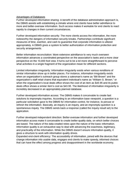 Advantages And Disadvanatges Of Databases Pdf
