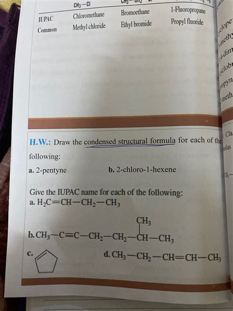 Chloromethane Condensed Structural Formula