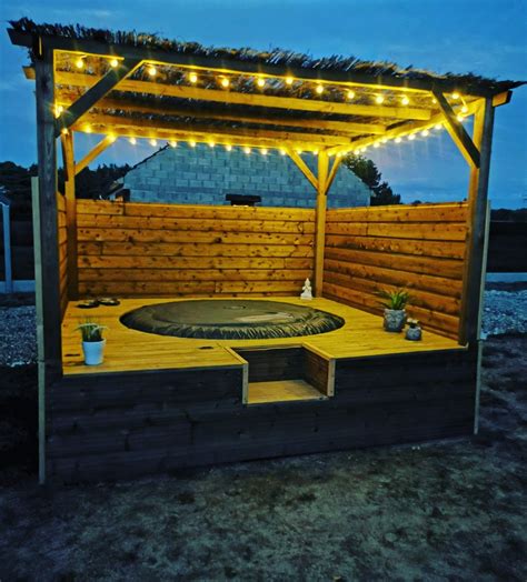 Rustic Wooden Gazebo Hot Tub Canopy Permanent Timber Garden Gazebo