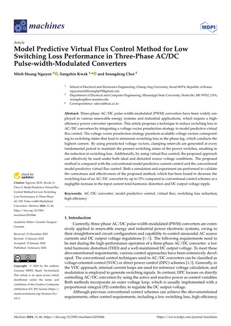 pdf model predictive virtual flux control method for low switching