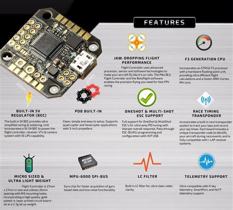 CleanFlight BetaFlight Micro F3 Flight Controller Built In PDB Buzzer Port 20X20mm For FPV