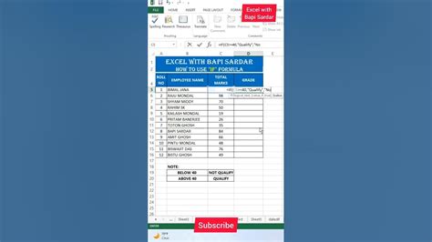 How To Use If Formula In Easy Way On Ms Excel Basictutorialwithbapisardar Bapisardar Excel