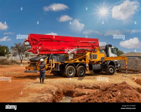 Concrete Pump Crane Concrete Pumping Services Truck Pouring Liquid Concrete African