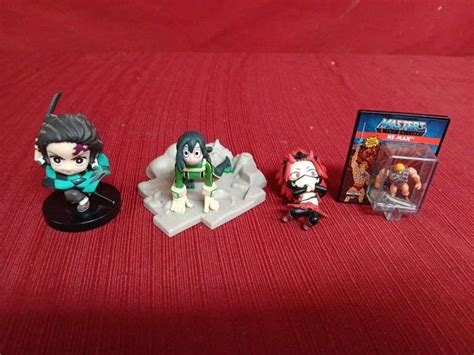 2 Qty Mha Mini Figures Froppy Red Riot 1 Qty Demon Slayer Mini