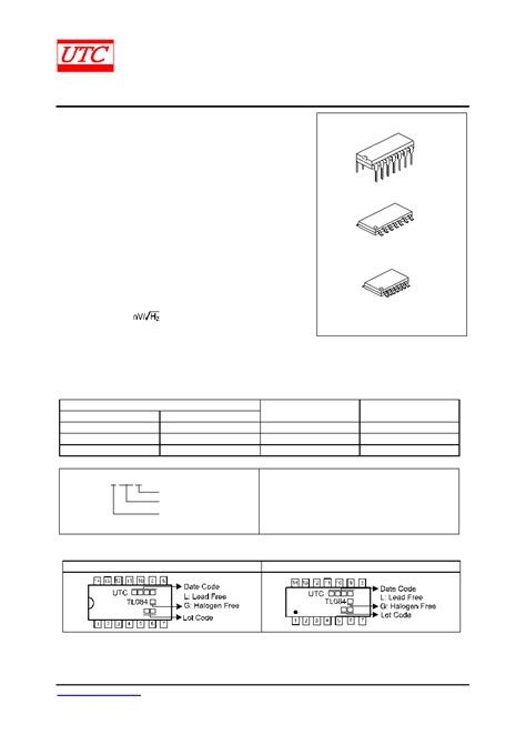 Tl084 Datasheet 1 6 Pages Utc Low Noise Quad J Fet Operational Amplifier