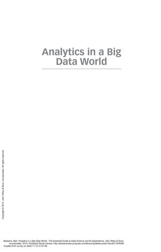 analytics in a big data world the essential guide analytics