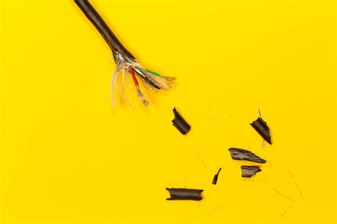 손상된 주변 와이어 케이블 트러블 연결 전송을 잘라 내거나 잘라냅니다 개념이 깨지거나 전력 이부족으로 공급이 손실되었습니다 0명에 대한 스톡 사진 및 기타 이미지 Istock