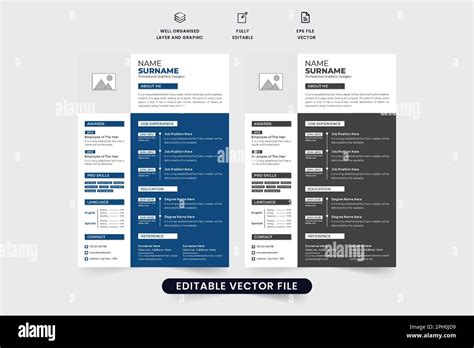 Company Intern Resume Template Design With Employee Experience And Skill Section Modern