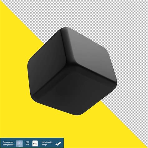 premium psd 3d black floating cube with rounded edges png