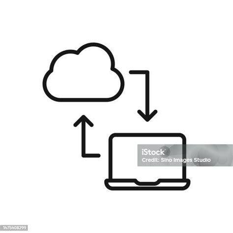 클라우드 컴퓨팅 노트북 연결의 편집 가능한 아이콘 흰색 배경에 격리된 벡터 그림 프레젠테이션 웹 사이트 또는 모바일 앱에 사용 0명에 대한 스톡 벡터 아트 및 기타 이미지