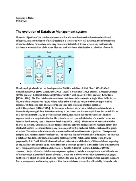 The Evolution Of Database Management System Pdf Databases Relational Database