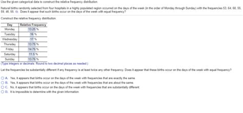 Use The Given Categorical Data To Construct The Relative Frequency