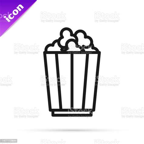 흰색 배경에 격리 된 골판지 상자 아이콘의 검은 줄 팝콘 팝콘 버킷 박스 벡터 가득 찬에 대한 스톡 벡터 아트 및 기타 이미지 가득 찬 가방 검은색 Istock