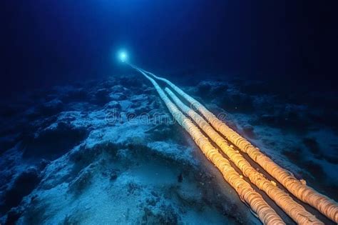 Underwater Cables Transferring Data Across The Ocean Floor Stock Image Image Of Remote Ocean