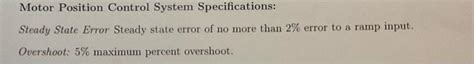 Solved Design A Compensator For The Motor Position Control