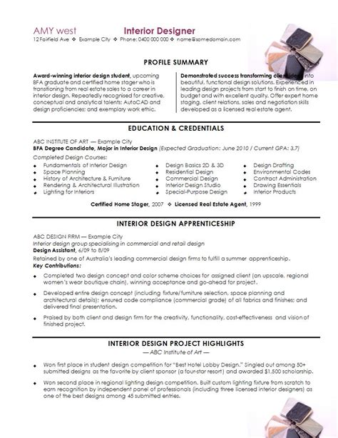 Interior Designer Resume Templates