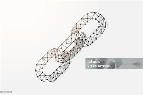 chain 3d low poly symbol with connected dots chainlink hyperlink