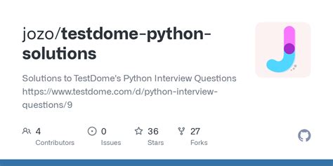 Github Jozotestdome Python Solutions Solutions To Testdomes Python