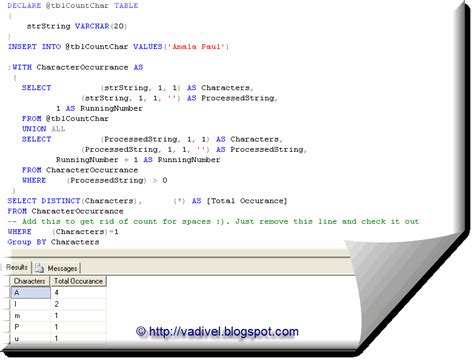 Find Count Of Each Character Within A Word String Using Sql Server 2005