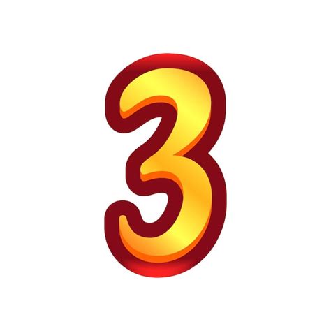 빨간색 그라데이션이 있는 노란색과 빨간색 숫자 3 프리미엄 벡터