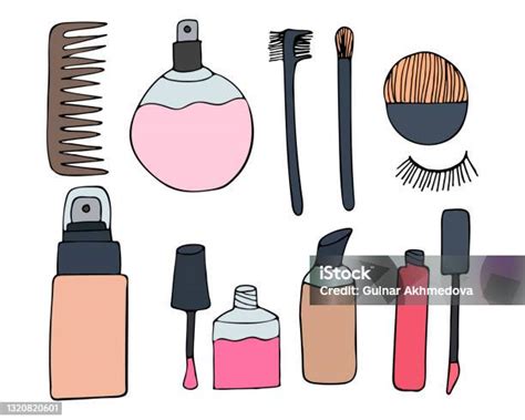 벡터컬러 메이크업 일러스트 컬렉션 화려한 낙서 메이크업 아이콘 컬렉션 벡터의 화장품 아이콘 집합입니다 포마드 파우더 미러 포마드 메이크업 브러쉬의 플랫 일러스트 0명에 대한