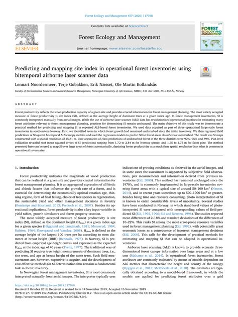 Pdf Predicting And Mapping Site Index In Operational Forest Inventories Using Bitemporal