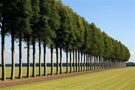 Premium Ai Image Rows Of Rows Of Trees Line A Field
