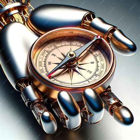 Premium Ai Image Robot Hand Holding A Compass