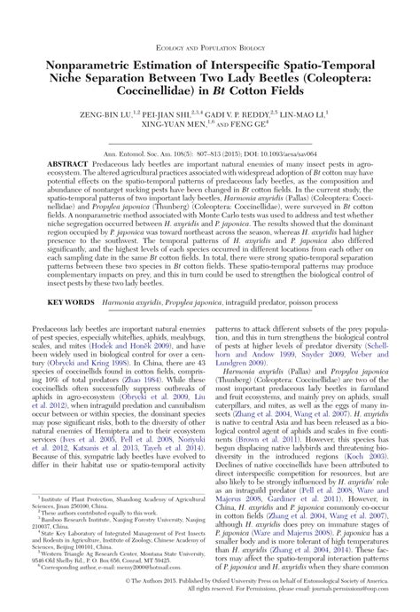 Pdf Nonparametric Estimation Of Interspecific Spatio Temporal Niche Separation Between Two